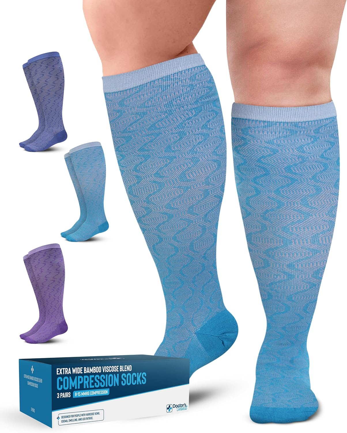 Amazon.com: Doctor's Select 3 Pairs Plus Size Compression Socks - Green ...