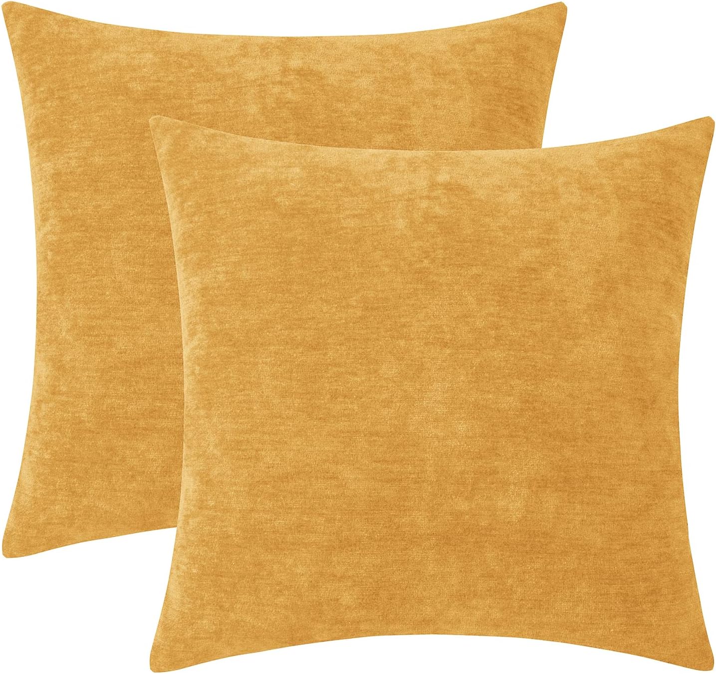 HWY 50 Mustard Yellow Decorative Cushion Covers 55 x 55 cm, Chenille ...