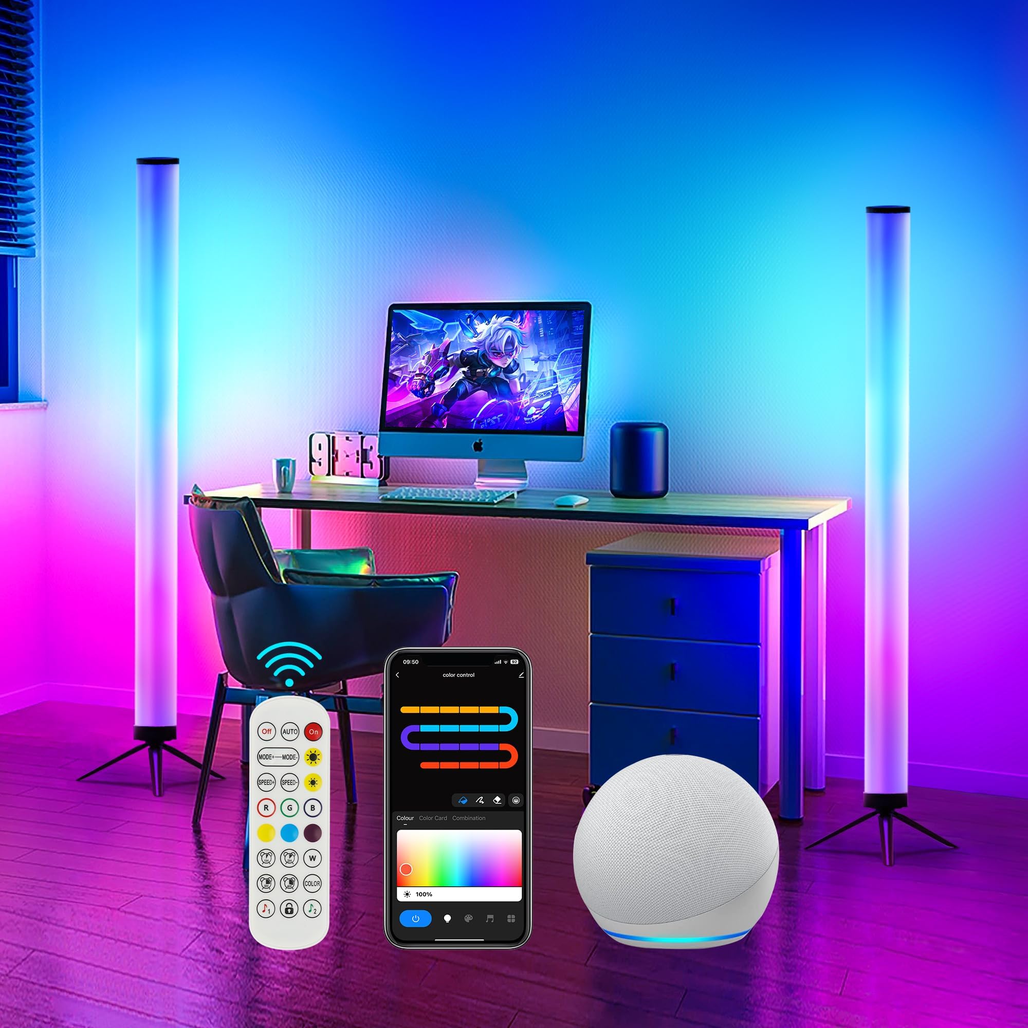 YTDRGB RGW Corner Floor Lamp,Smart LED Corner Lamp Compatible with ...