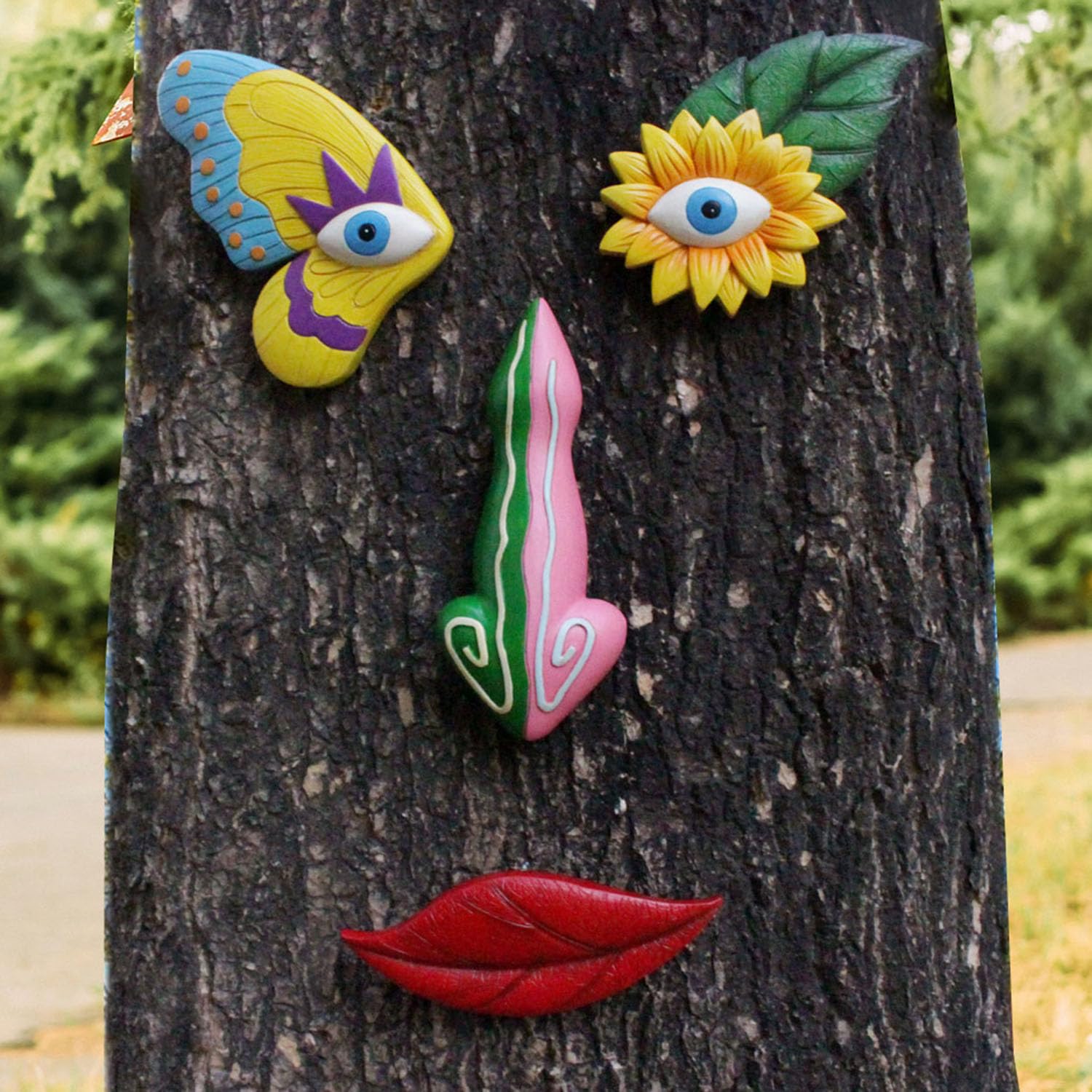 Amazon.com: Tree Faces Decor Outdoor, Tree Art Decoration, Colorful ...
