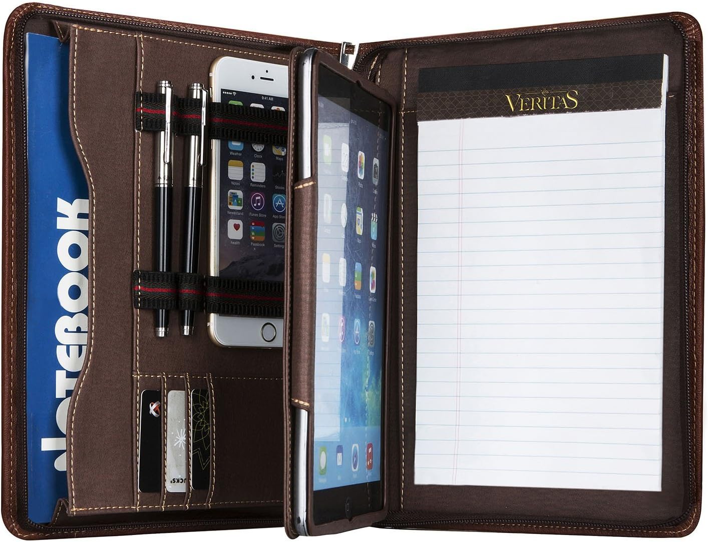 Amazon.com : A4 Paper Document Padfolio Organizer Genuine Goatskin ...