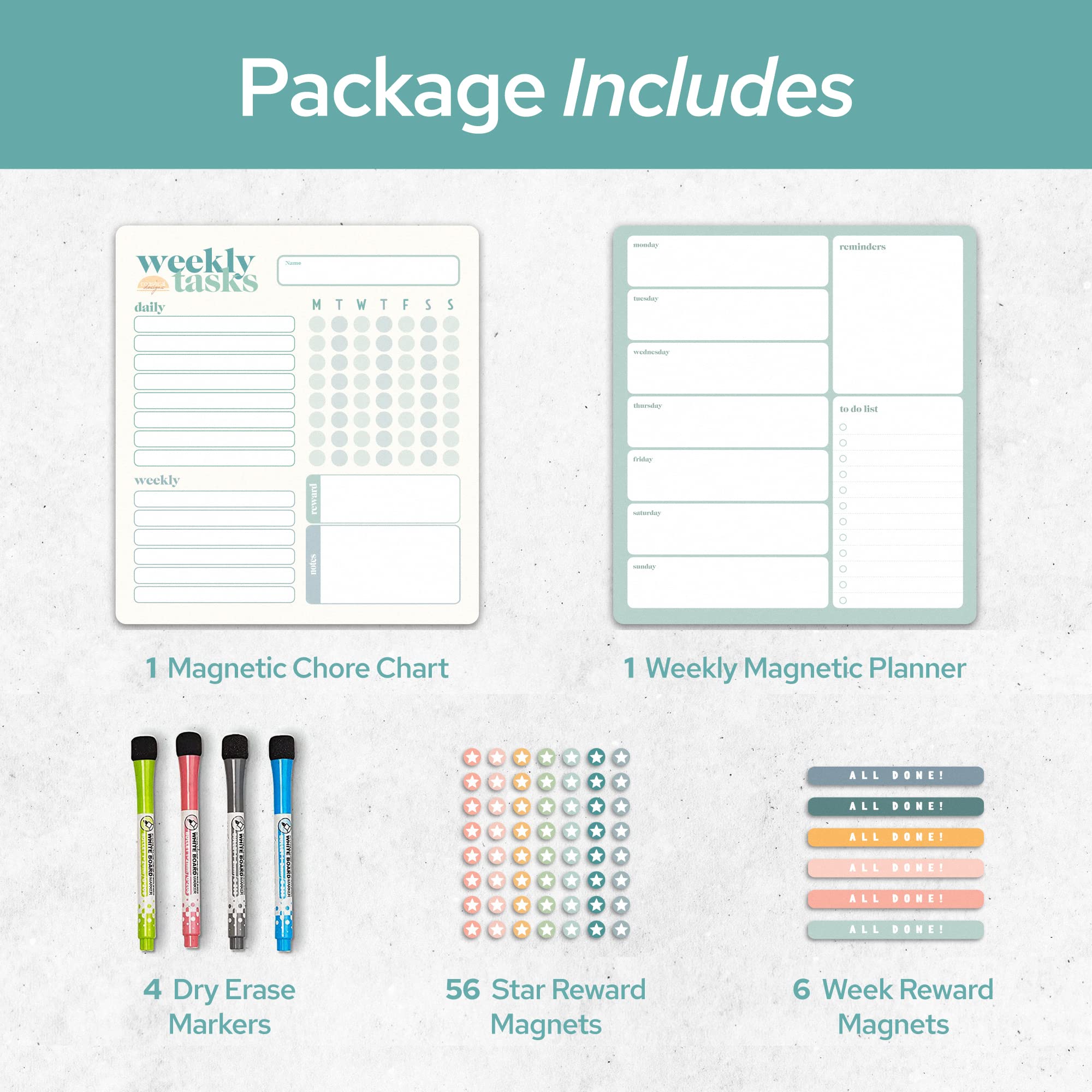 Buy Magnetic Chore Chart and Weekly Dry Erase Whiteboard Planner ...