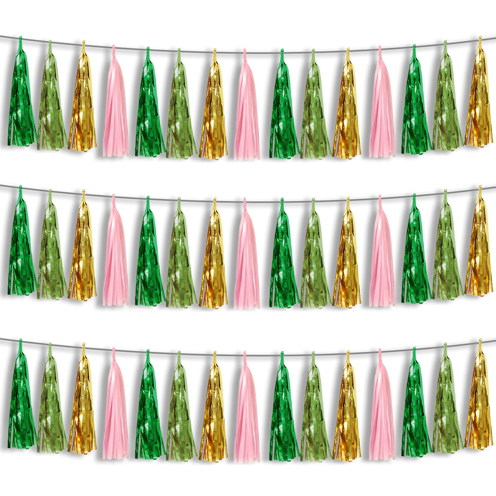 Amazon.com: 3P Sage-Green Pink-Gold Foil Fringe Metallic Tassel Garland ...