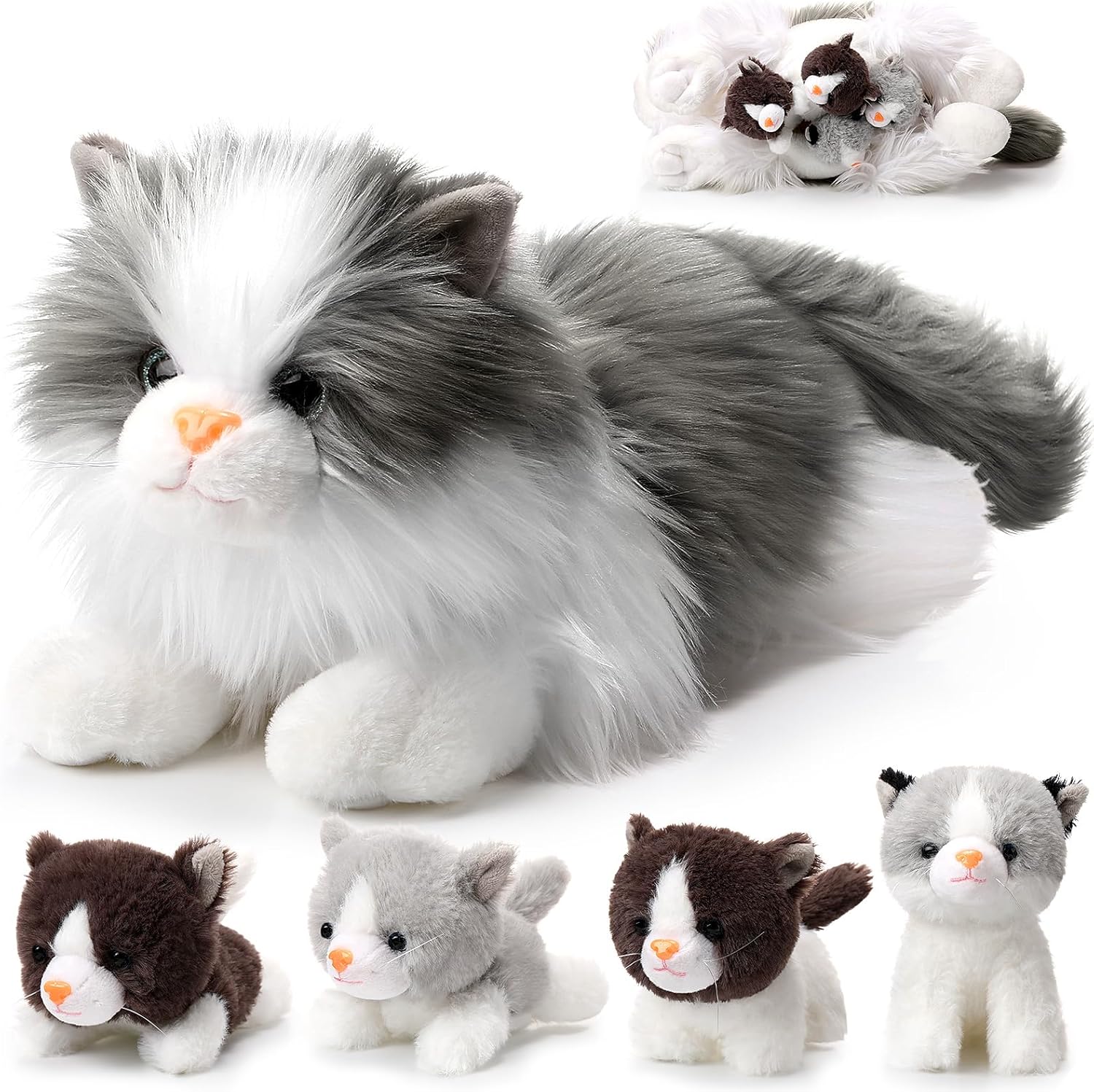 Amazon.com: HyDren 5 Pcs Realistic Ragdoll Cat Stuffed Animal, 17.75 ...