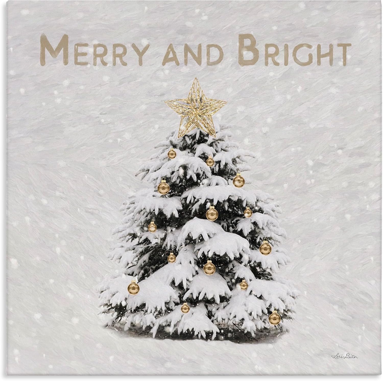 Amazon.com: Stupell Industries Merry & Bright Scene Canvas Wall Art by ...