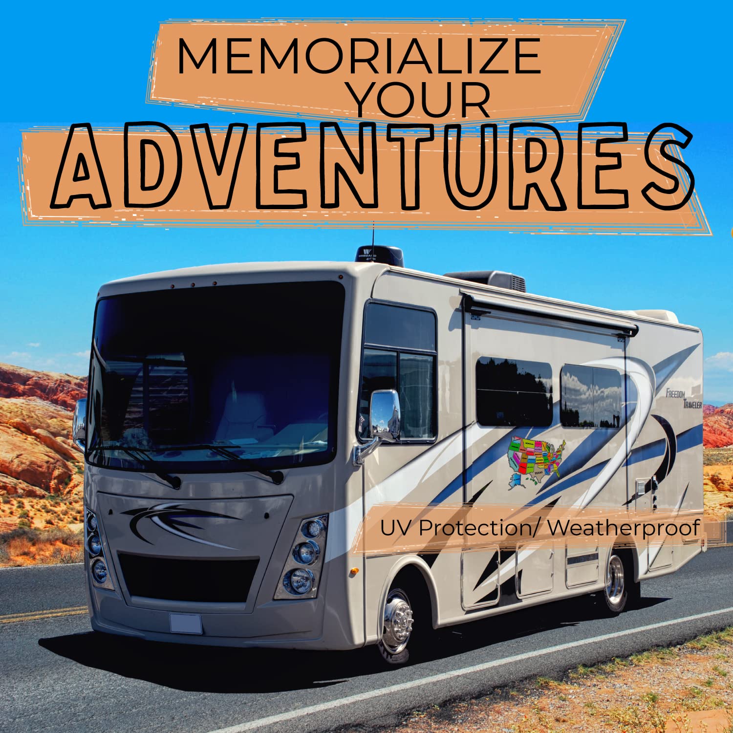 Snapklik.com : RV State Travel USA Map Vinyl Sticker - Camper Trailer ...