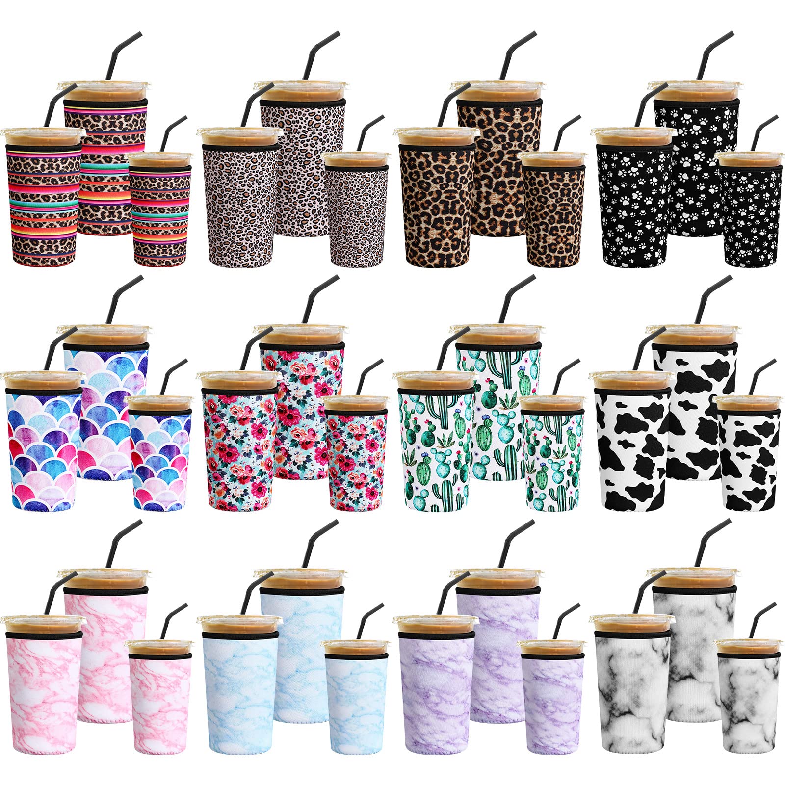 Amazon.com: 36 Pack Reusable Iced Coffee Sleeves Neoprene Insulator Cup ...