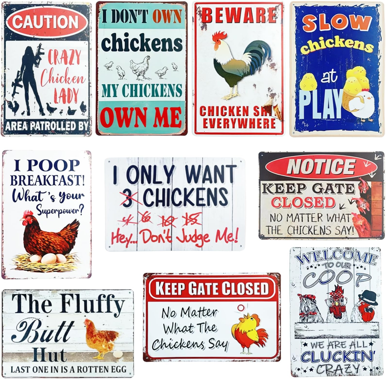 Amazon.com : Vintage Metal Signs Chicken Coop Signs for Farm Yard Decor ...