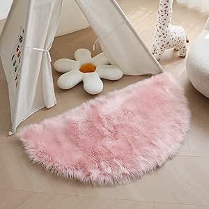 Achiiso Semi Circle Rug,Non-Slip Fluffy Faux Fur Rugs, Soft Area Rug ...
