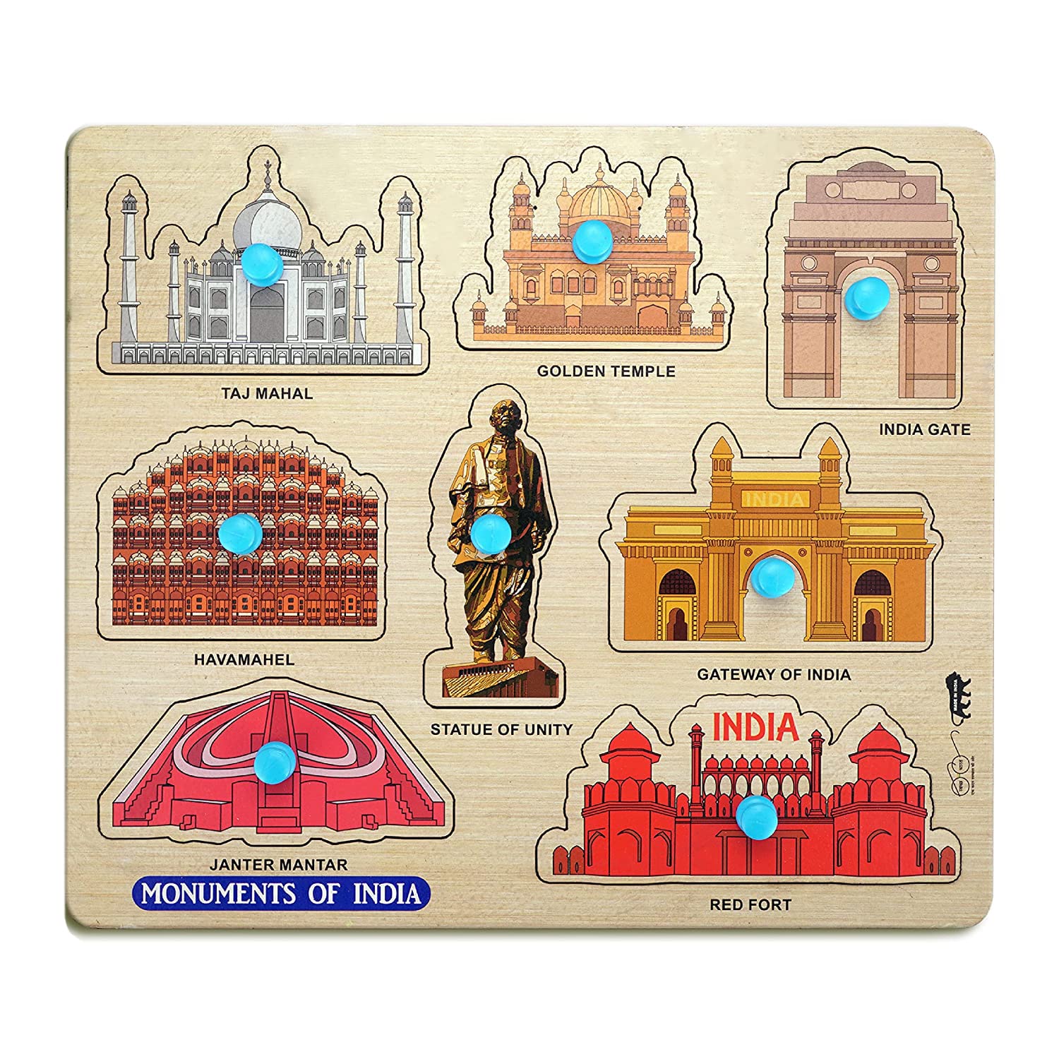 Buy APPSTER Monuments of India Colorful Wooden Puzzle Toy Kids Games ...