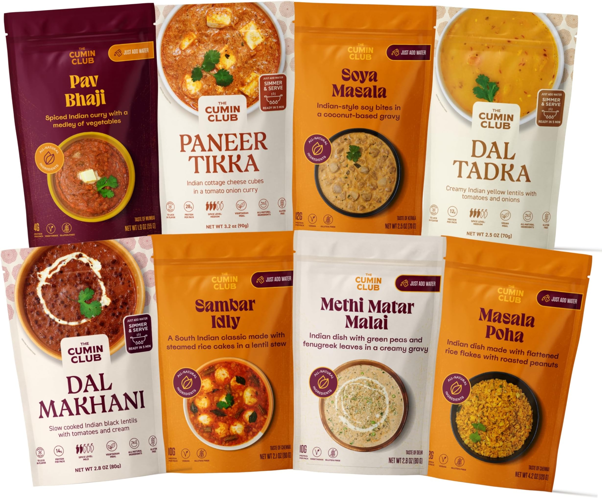 Amazon.com: The Cumin Club Variety Pack | 8 Authentic Indian Meals ...