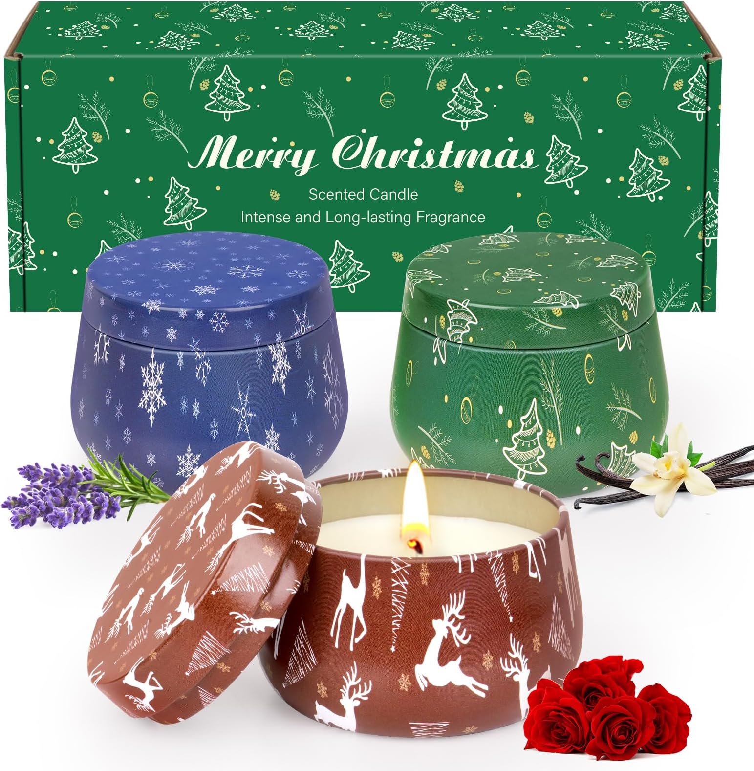 Amazon.com: Christmas Candles Gifts for Women & Men - 3 Pack Scented ...