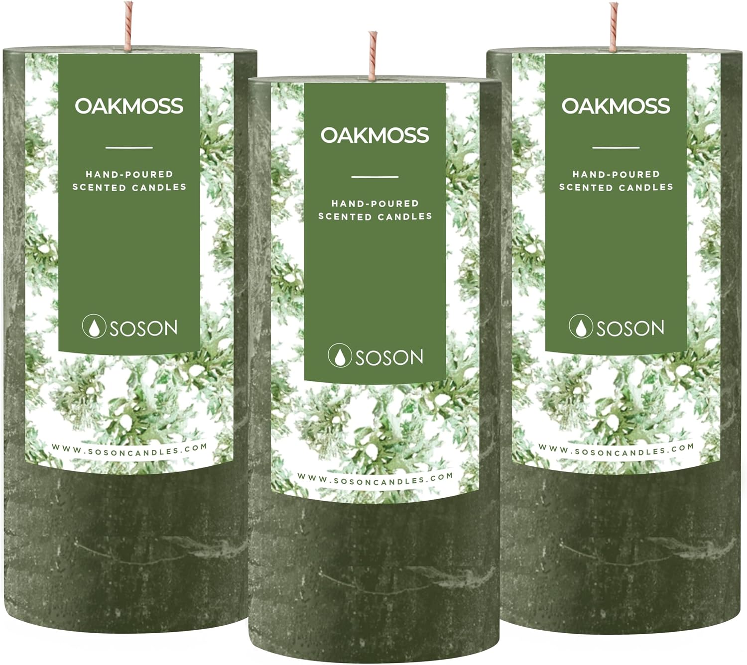 Amazon.com: Simply Soson 3x6 inch Dark Moss Green Rustic Oakmoss Pillar ...