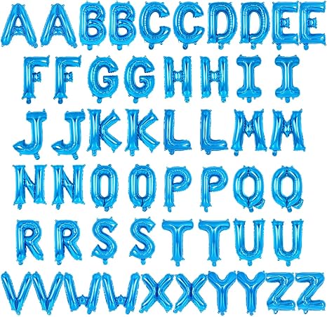 Amazon.com: 52 Pcs Blue Letter Balloons,16 Inch Foil Alphabet Letter ...