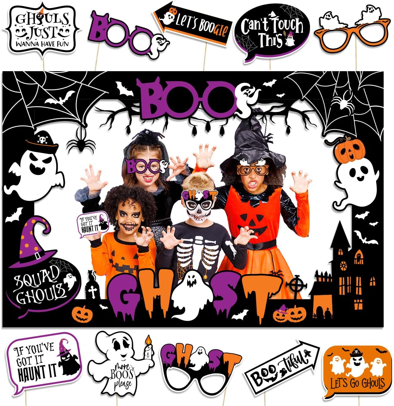 Amazon.com: Halloween Party Photo Booth Props Frame, Ghost Boo ...