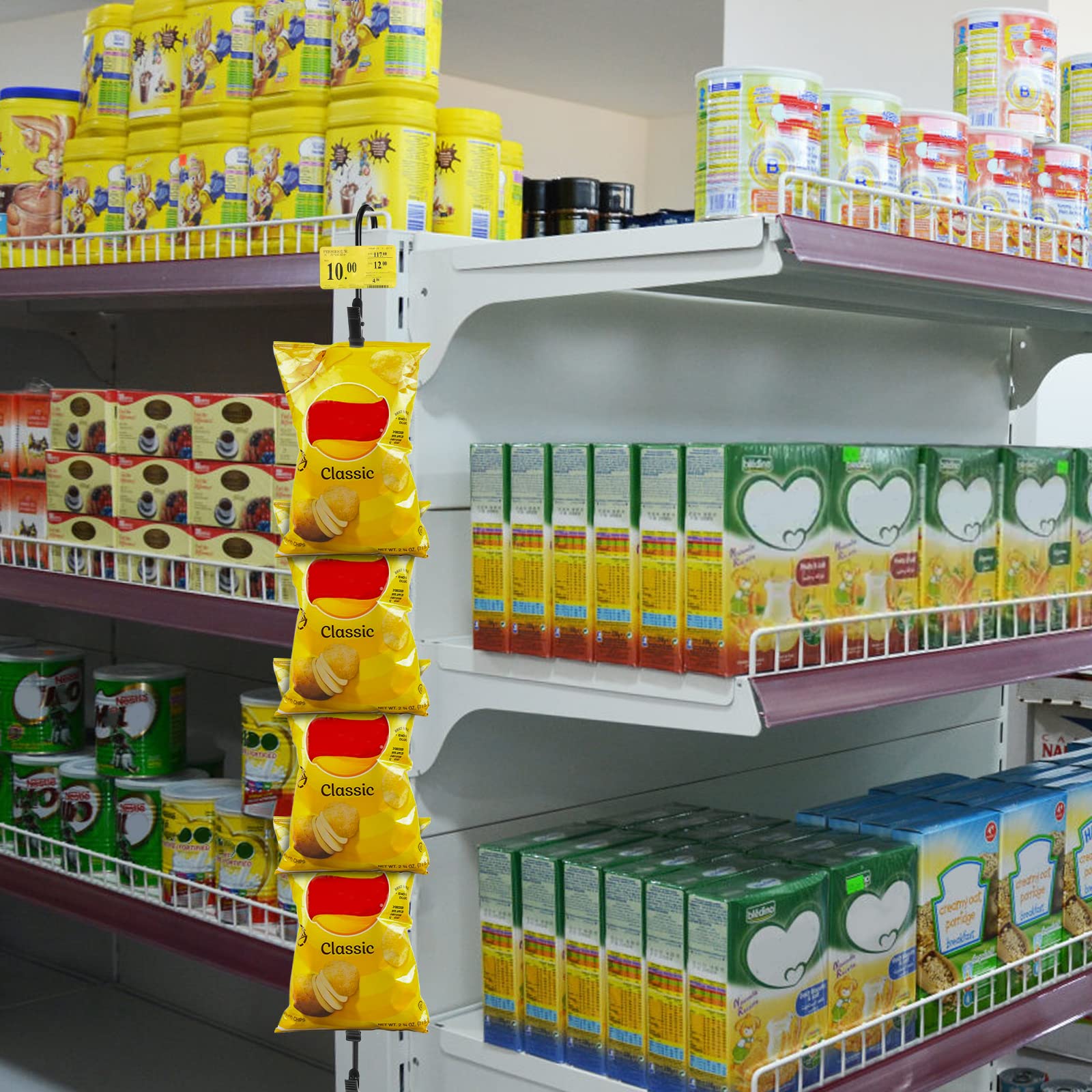 Dicunoy 4 Pack Station Hanging Merchandise Strips with Hooks, 31" Metal ...