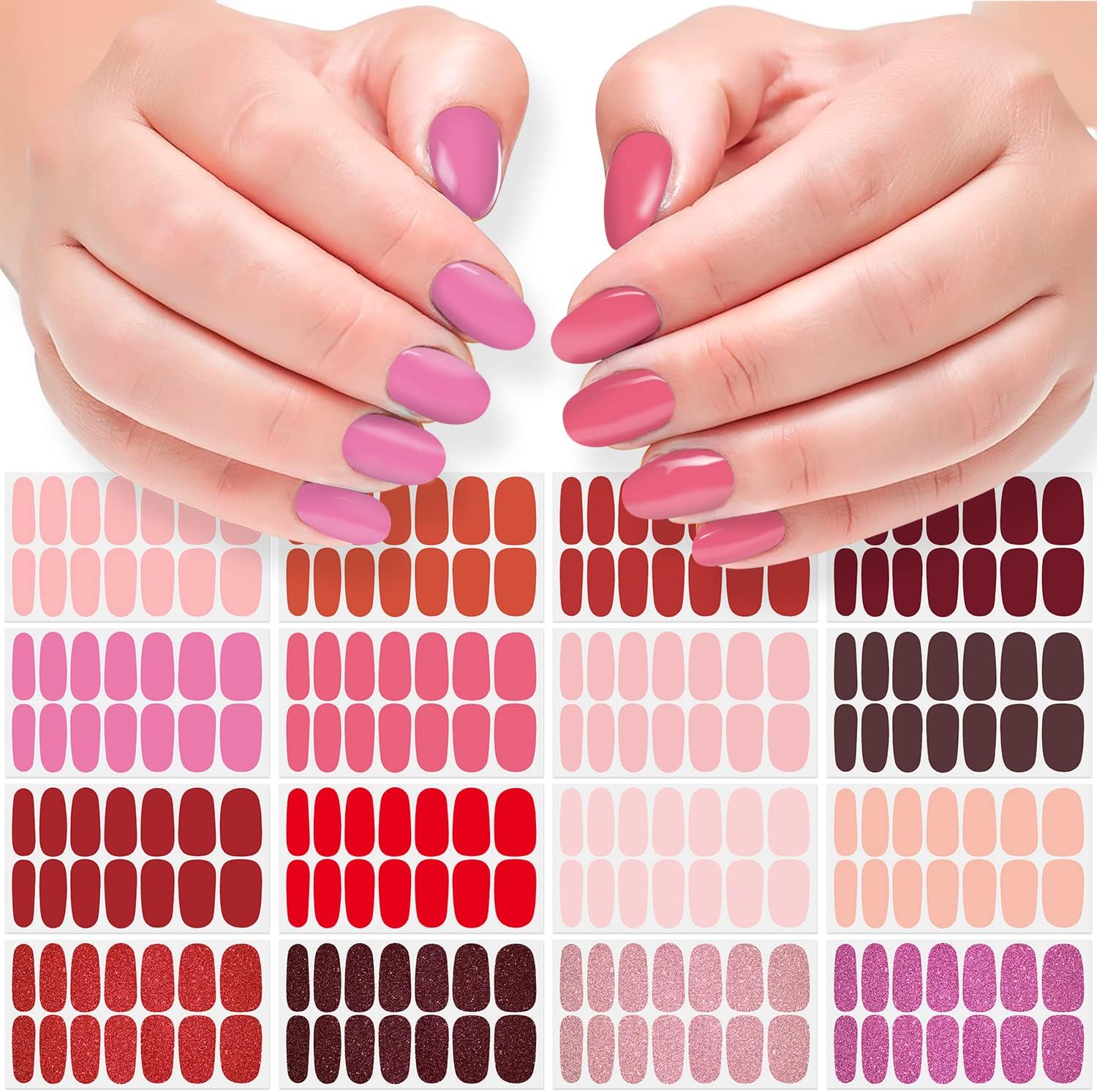 Amazon.com: DANNEASY 16 Sheets Red Nail Wraps Self Adhesive Nail Polish ...