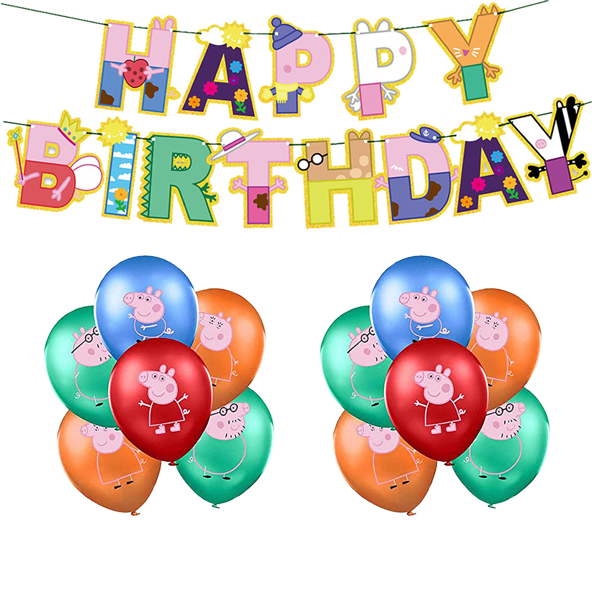 Buy CMDXBD Pink Pig Birthday Decorations Pink Pig Balloons Happy ...