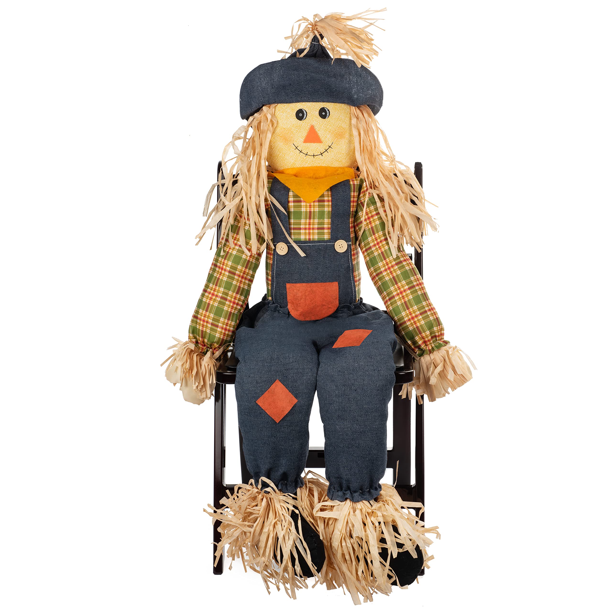 Amazon.com: Gift Boutique Large Thanksgiving Sitting Scarecrow Decor, 50" Male Boy Sitting ...