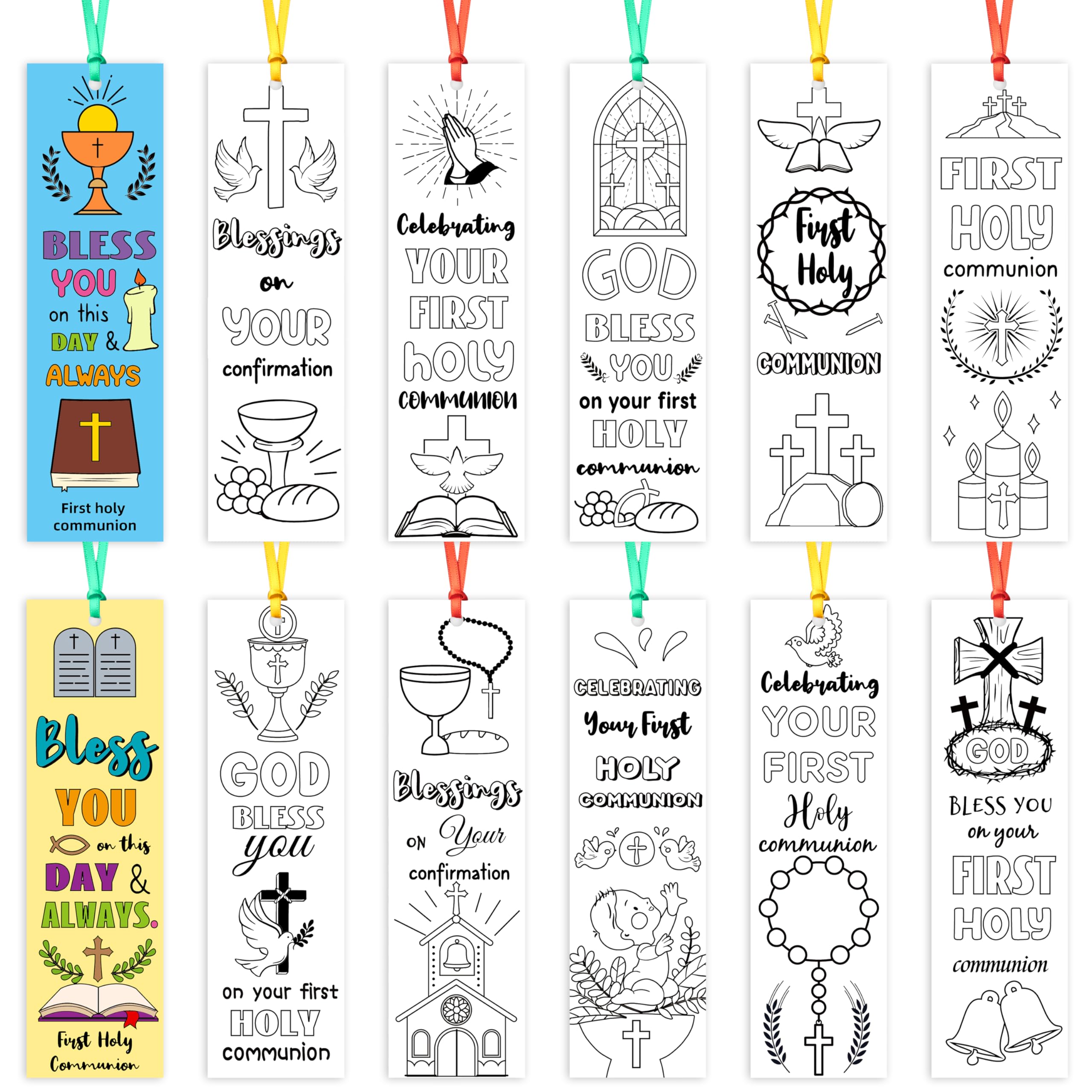 Snapklik.com : First Holy Communion Bookmarks - 75pcs Coloring Your Own ...