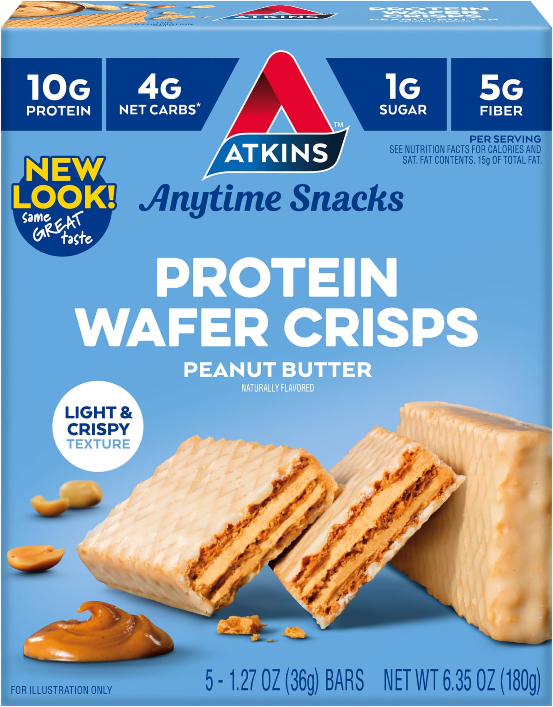 Amazon.com: Atkins Peanut Butter Protein Wafer Crisps, Protein Dessert ...