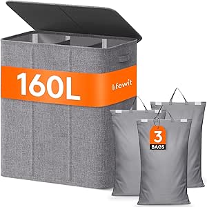 Amazon.com: Lifewit Triple Laundry Hamper with Lid and Removable ...