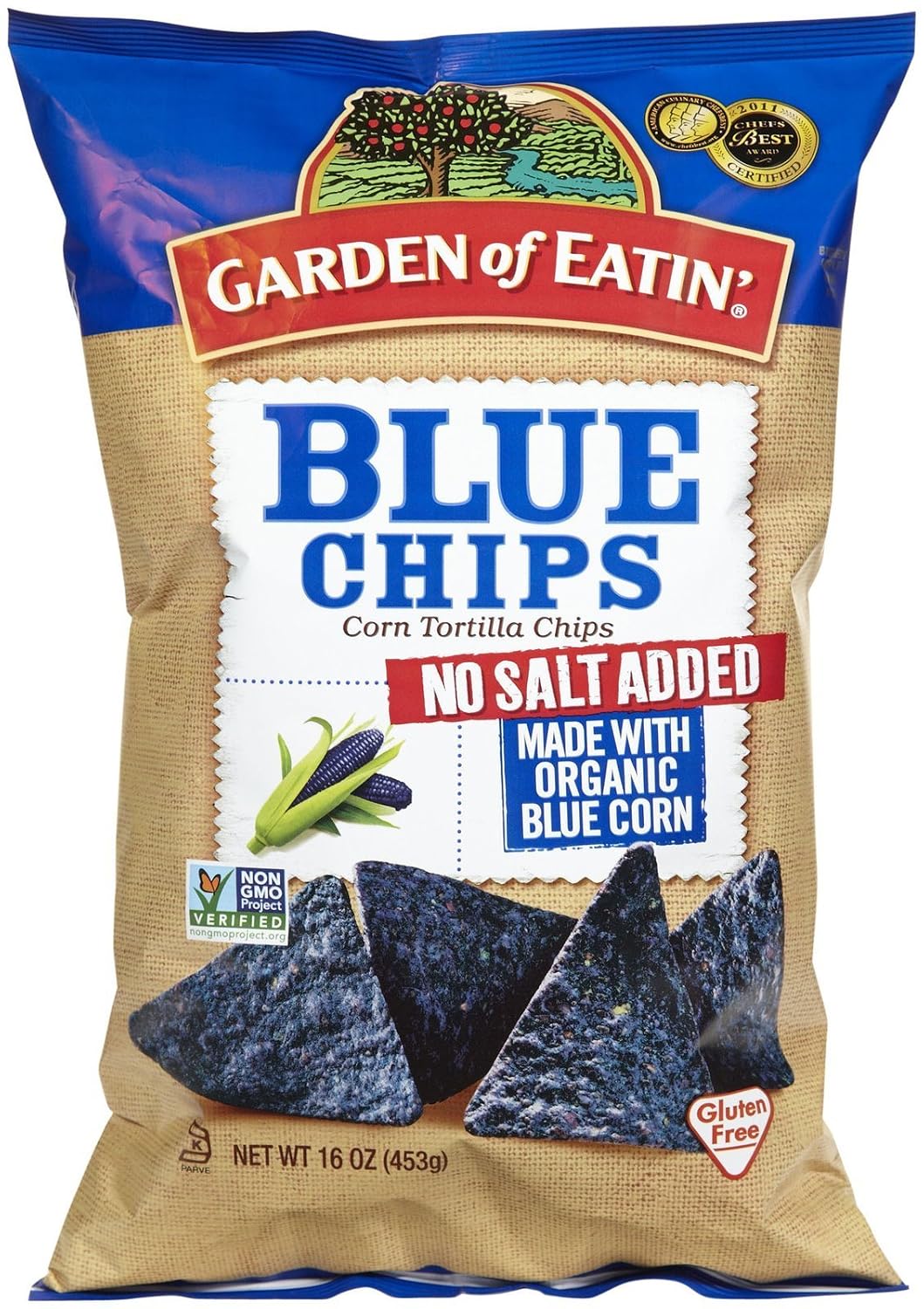 Amazon.com: GARDEN OF EATIN Blue Party Chips With No Salt, 16 OZ