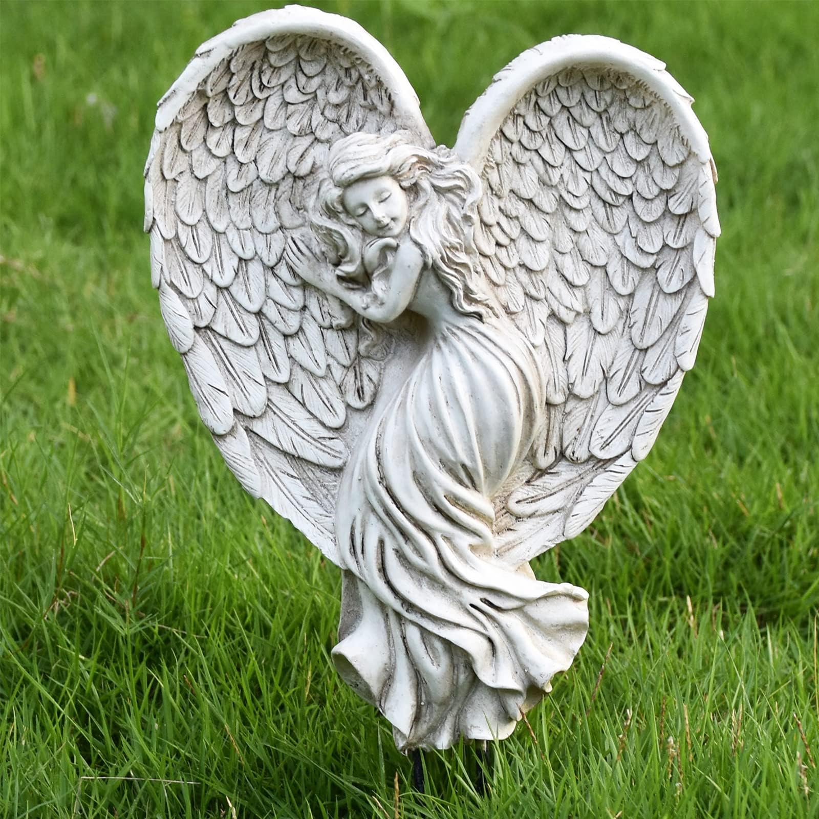 Amazon.com: SJZ Garden Angel Statue Sympathy Gift with Cross Solar LED ...