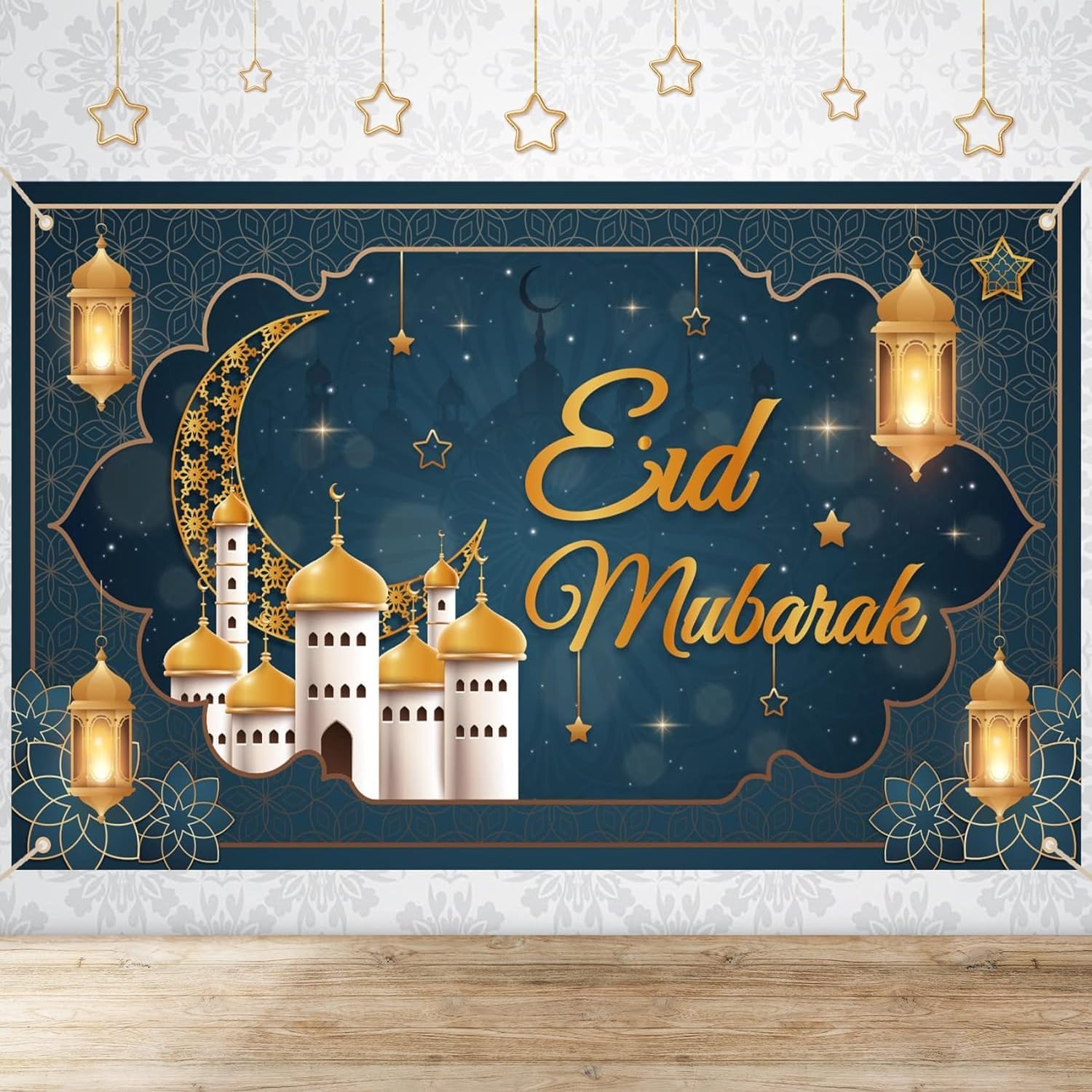 Amazon.com: Eid Mubarak Backdrap Banner Large Al-Fitr Decorations (70.8 ...