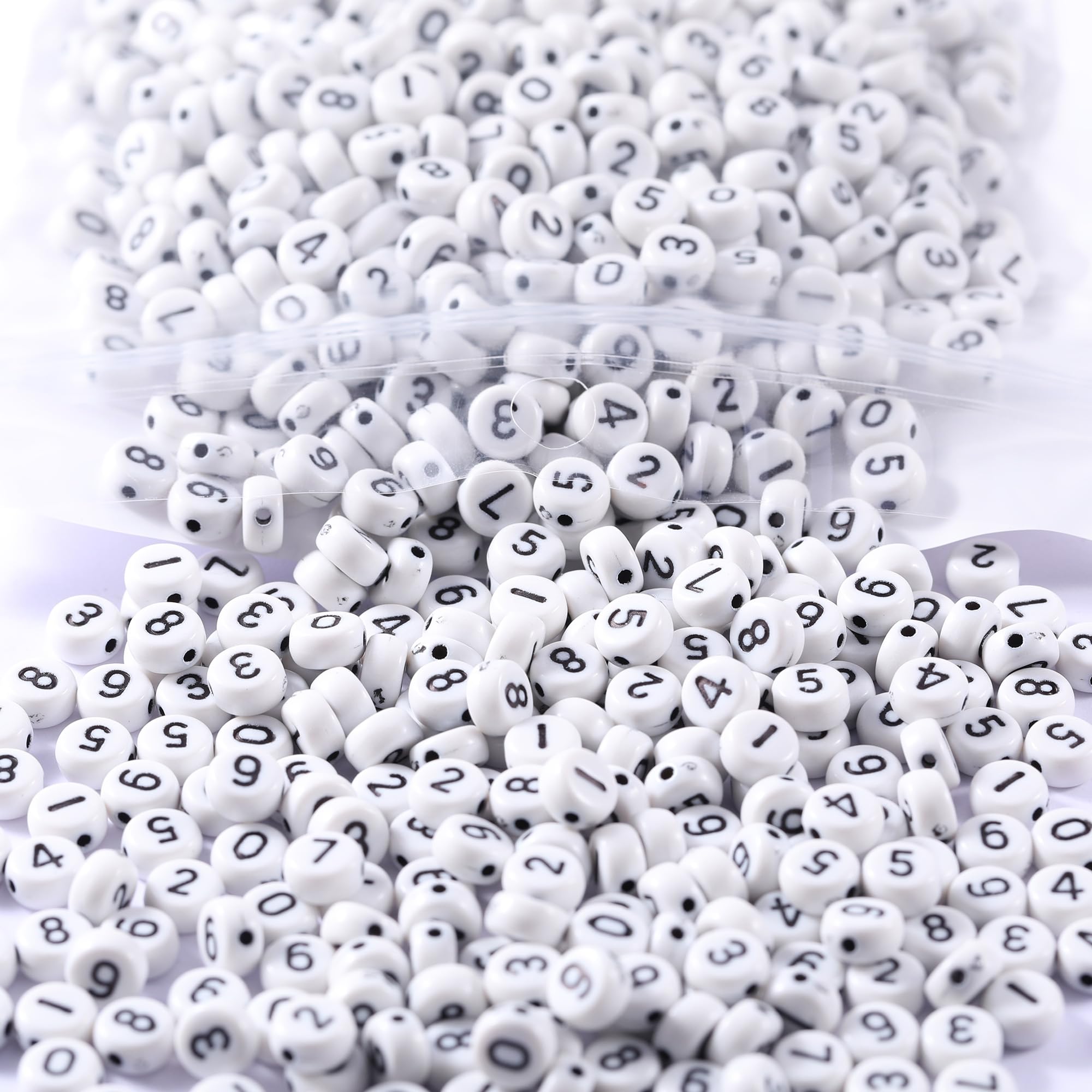 Amazon.com: 1000pcs White Acrylic Number Beads 7x4mm Mixed Number Beads ...