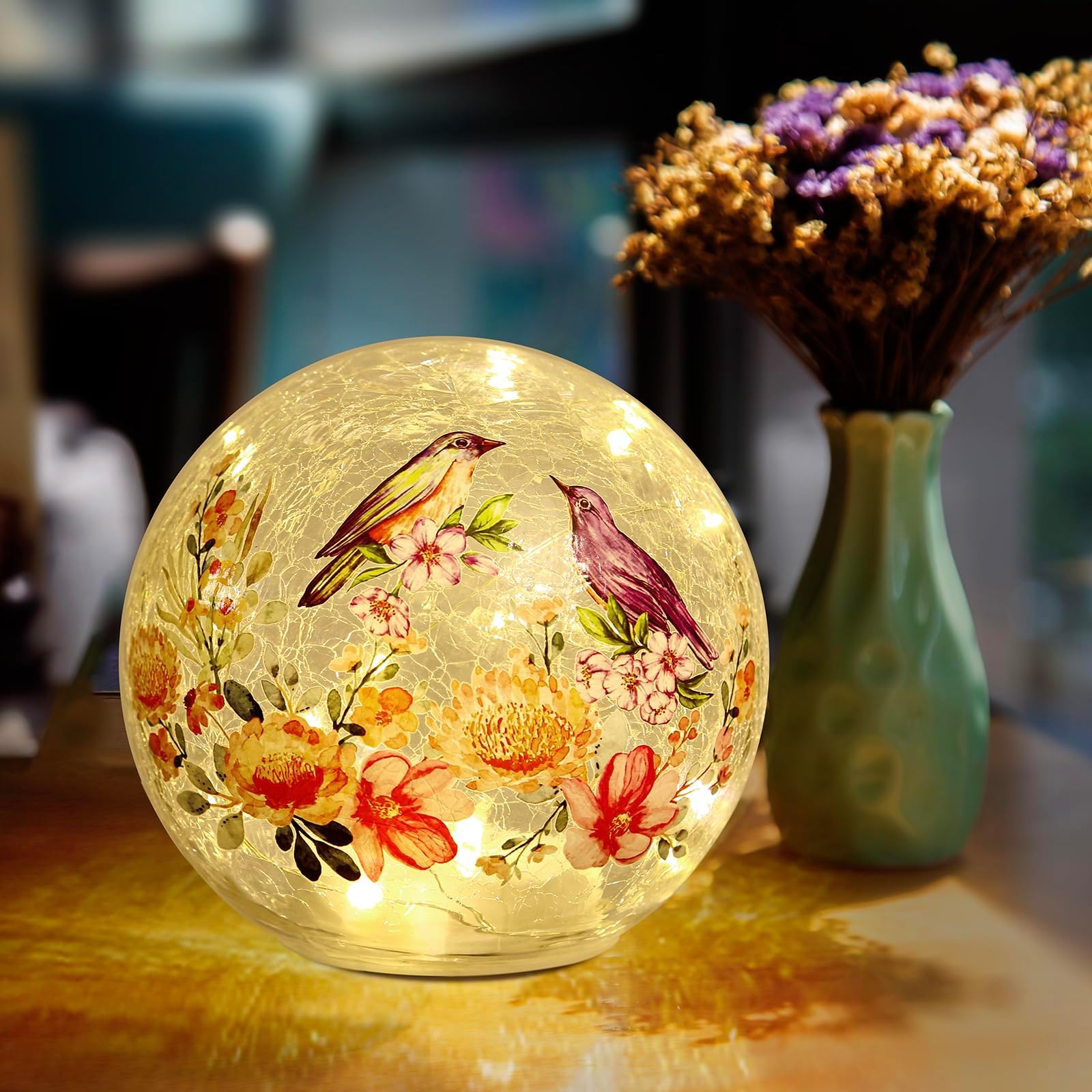 Glass Ball LED Night Lamp with Timer (6 Hour On/18 Hour Off ...