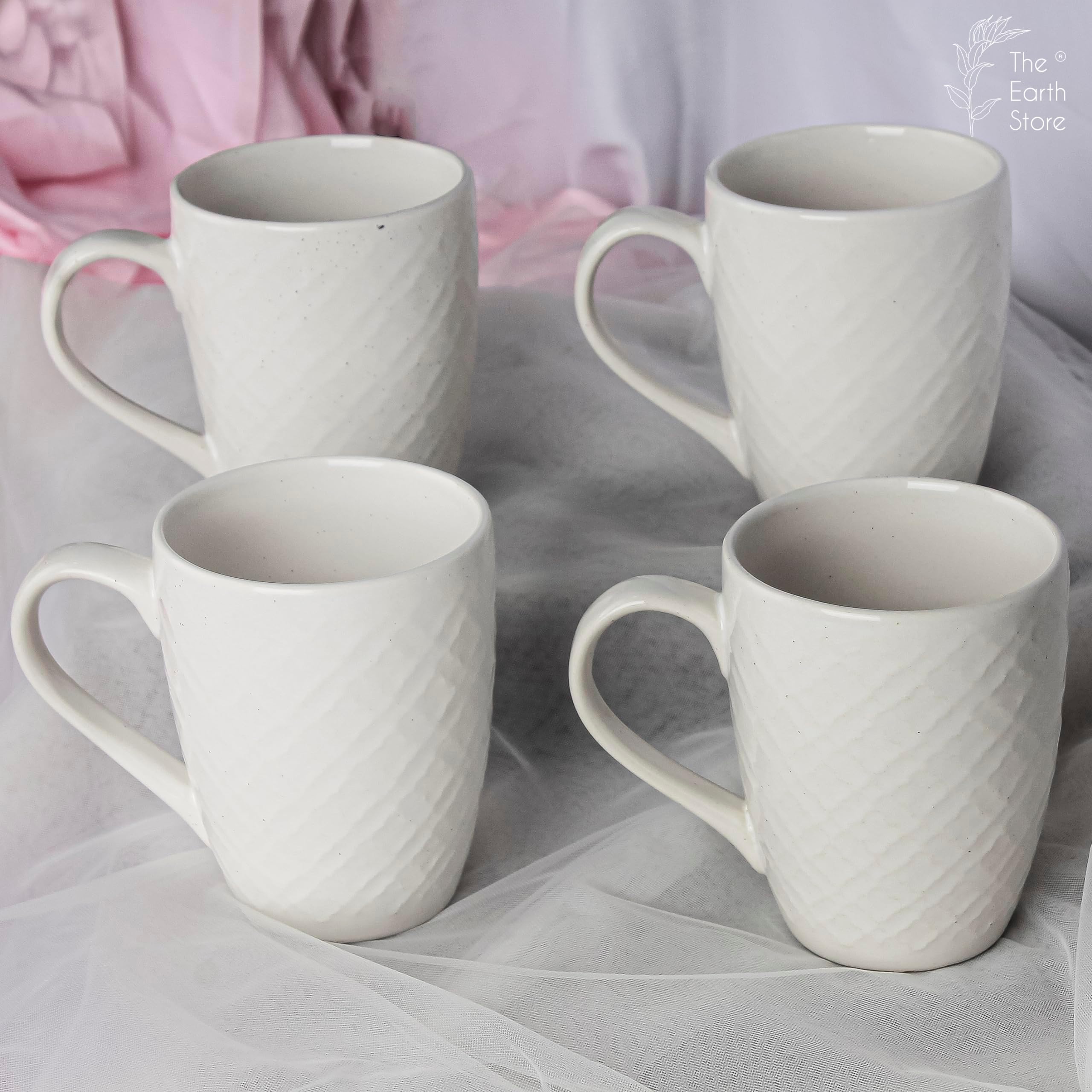 Buy TATA CERAMICS Bone China Coffee Mug - 4 Pieces, White, 320 ml ...