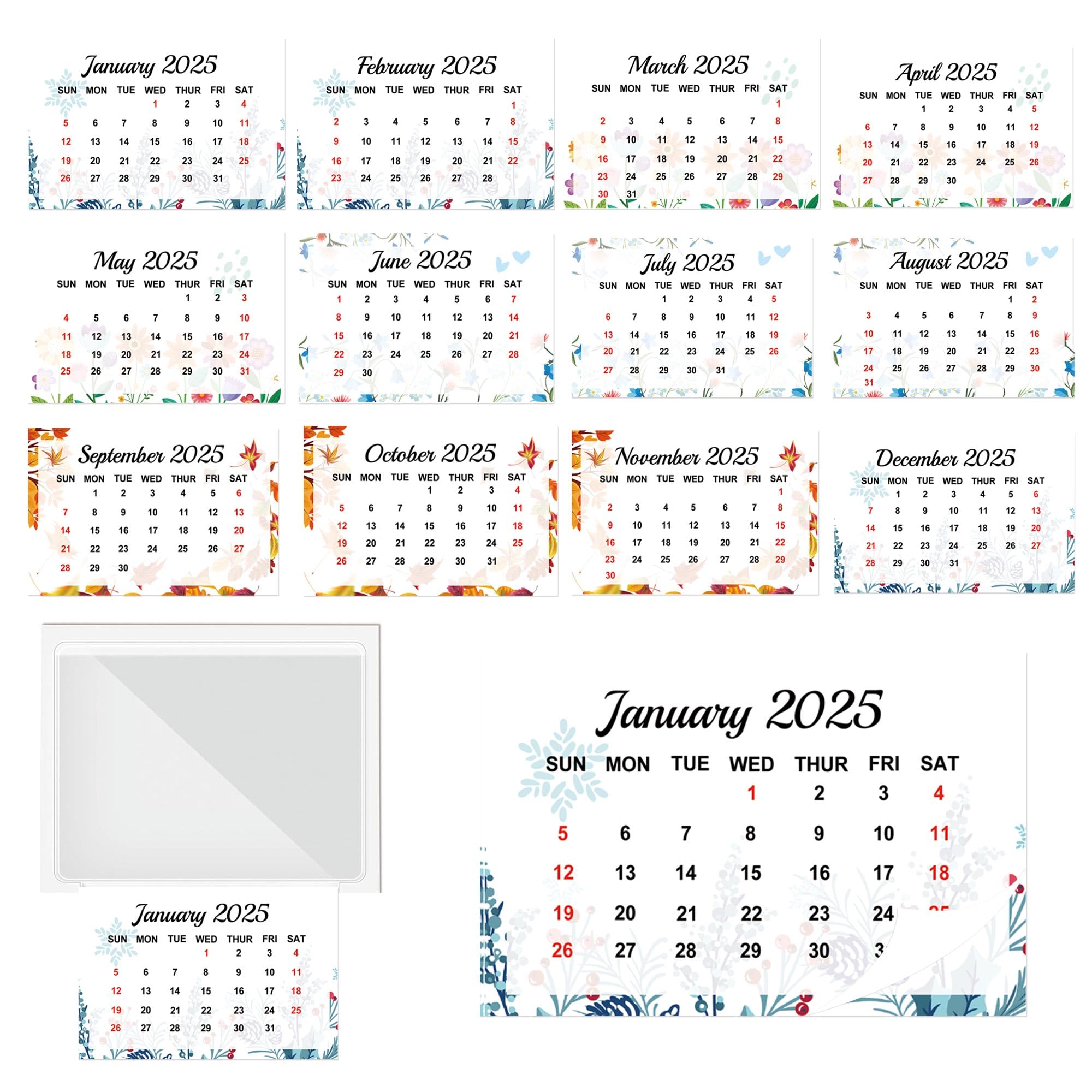 Amazon.com : 2025 Calendar Card with Pocket Holders Stickers Hanging ...