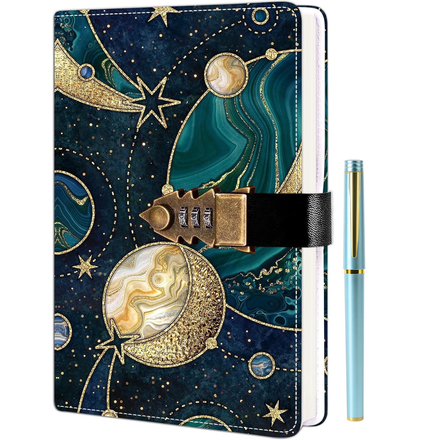 ZXHQ Lock Diary with Pen Set, A5 240 Pages Secret Lockable Journal ...