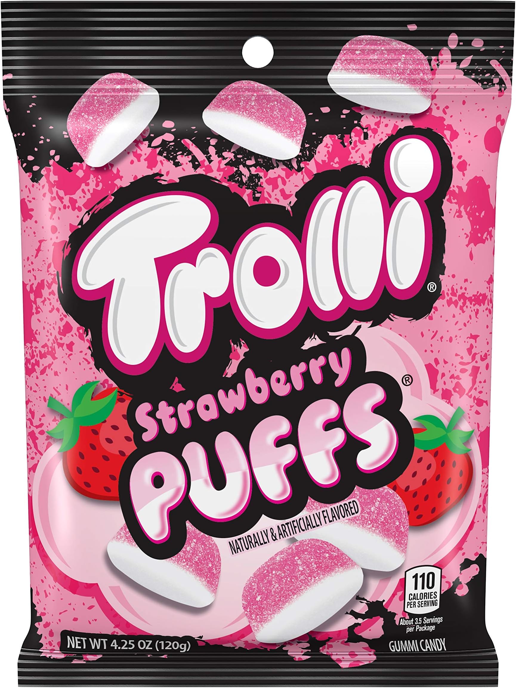 Amazon.com : Trolli Strawberry Puffs, Sour Gummy Worms Candy, 4.25 ...