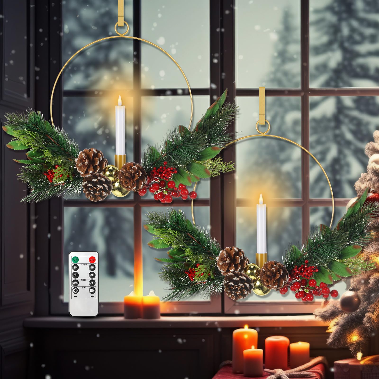 Amazon.com: Baquler 2 Pcs 12" Christmas Wreath for Front Door with ...