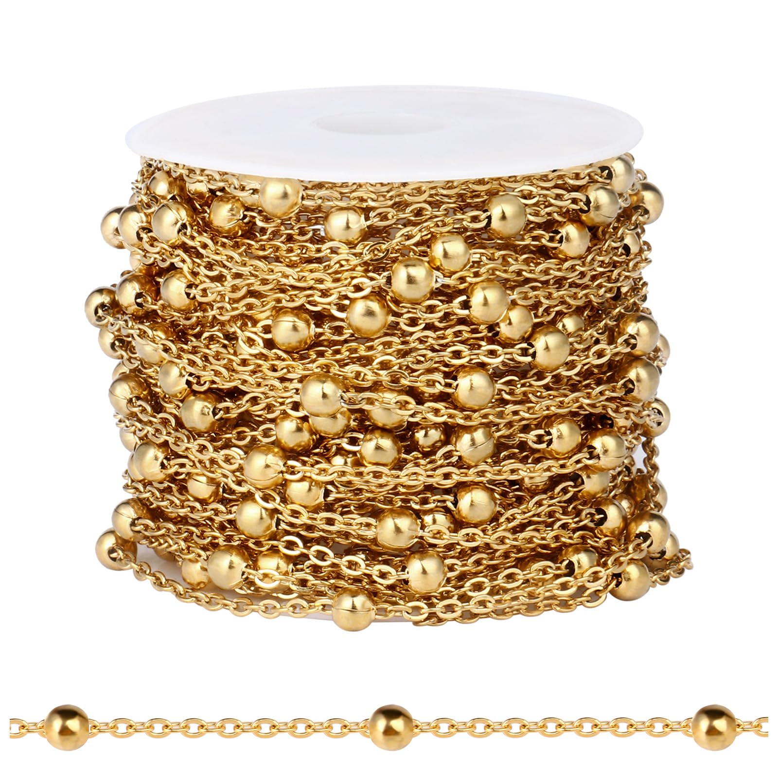 Amazon.com: [33 FT] 18K Gold PVD Plated Satellite Chain Bulk for ...