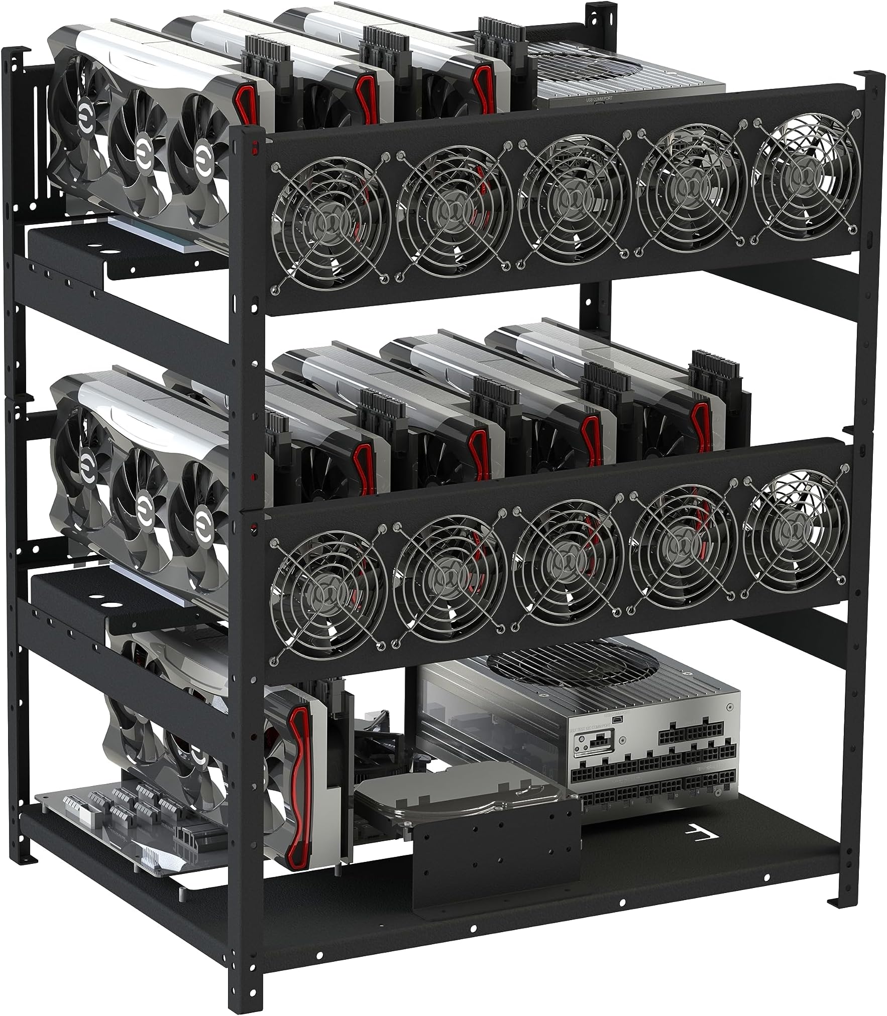 Mining Rig Frame for 10 GPU 2 SMPS with Cooling by Xtrememiner Model ...