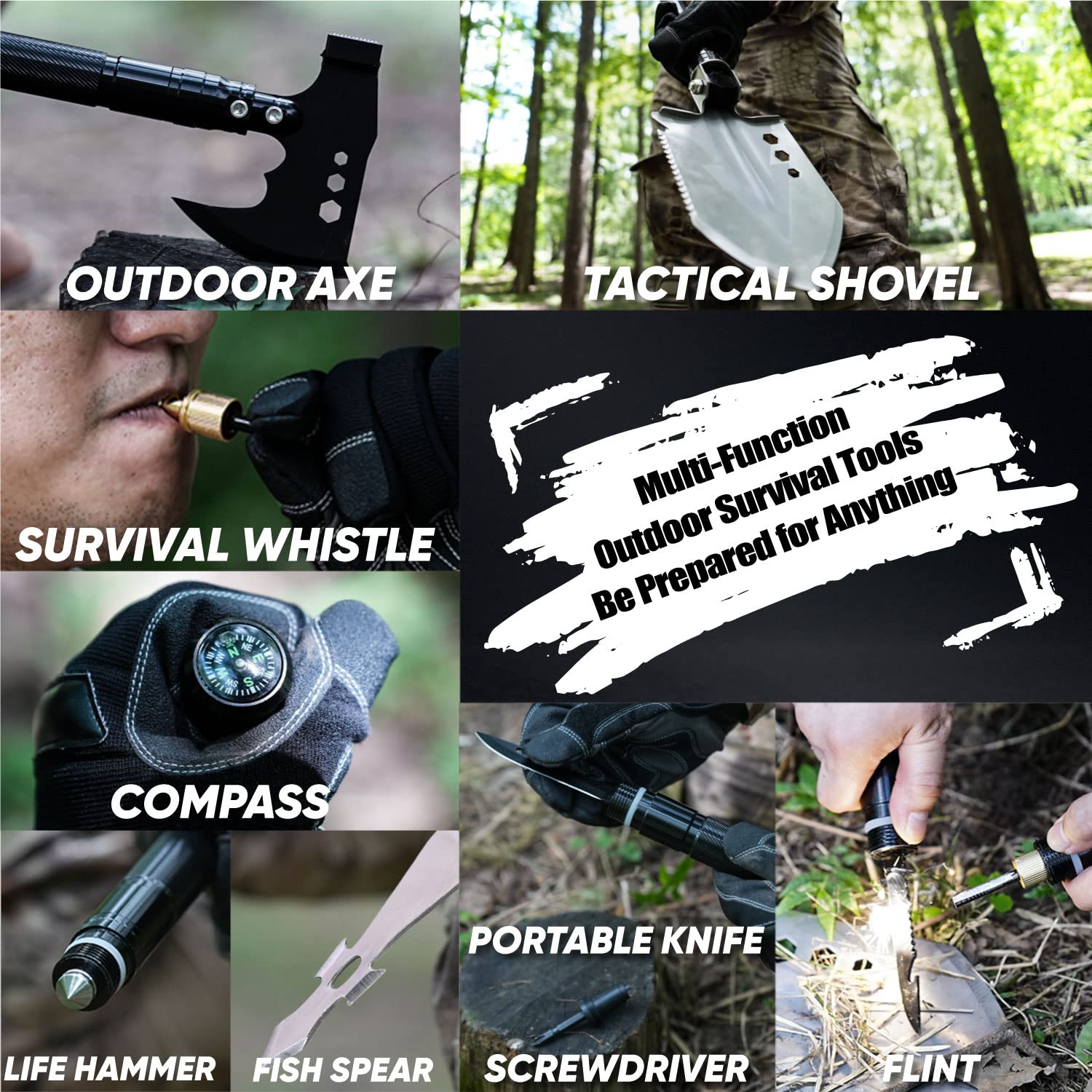 Snapklik.com : AugTouf Multi-Purpose Survival Shovel, Folding Camping ...
