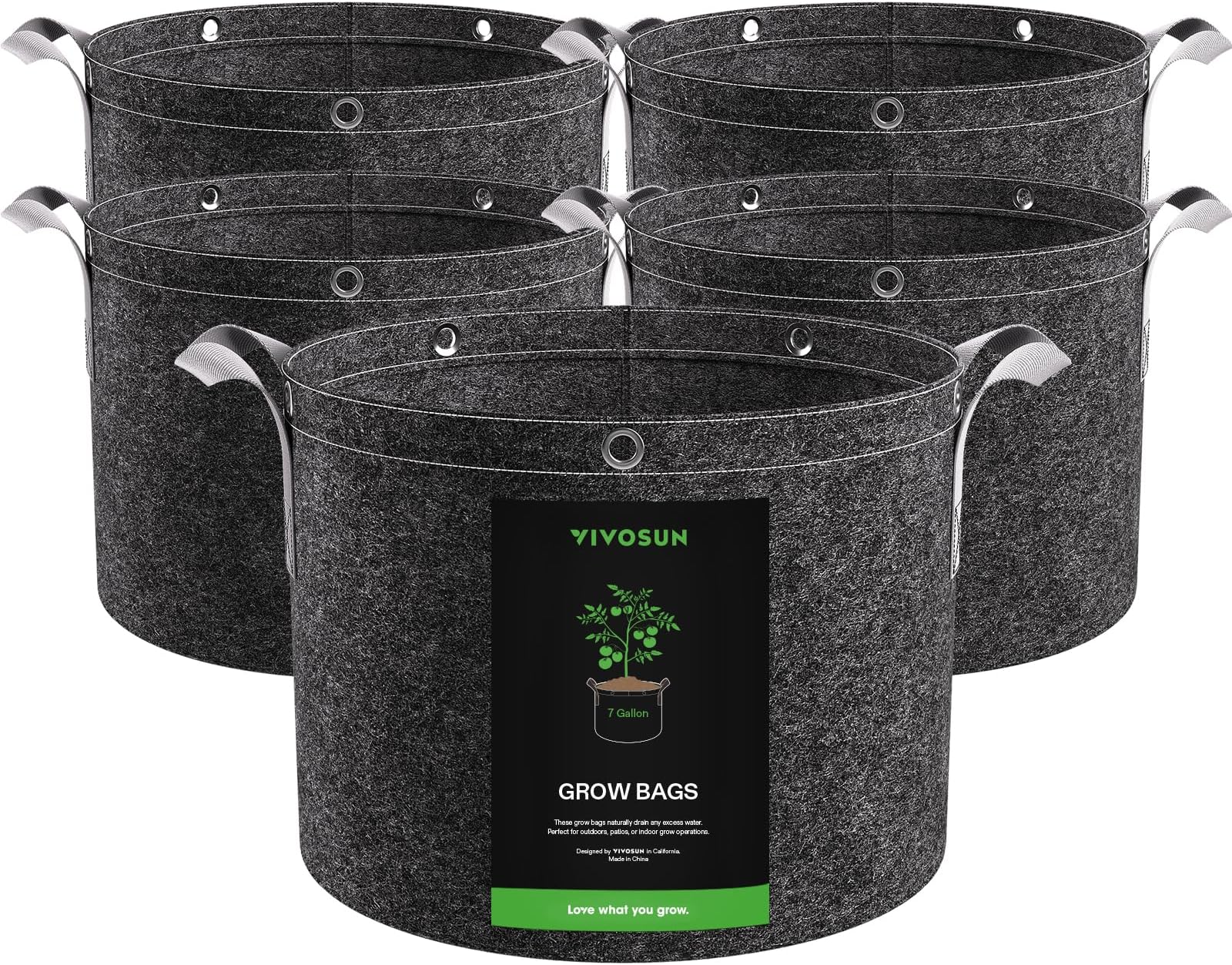Amazon.com : NACHLYNN 5-Pack 7 Gallon Grow Bags Thickened Nonwoven ...