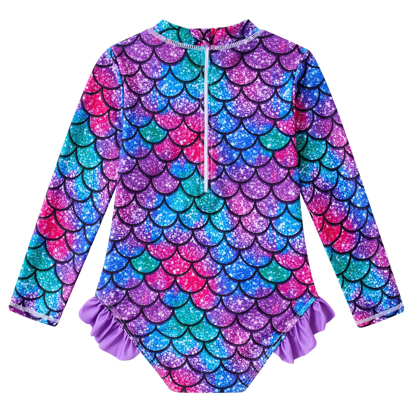 Snapklik.com : Girls Bathing Suit Size 6-7T Purple Mermaid Print ...