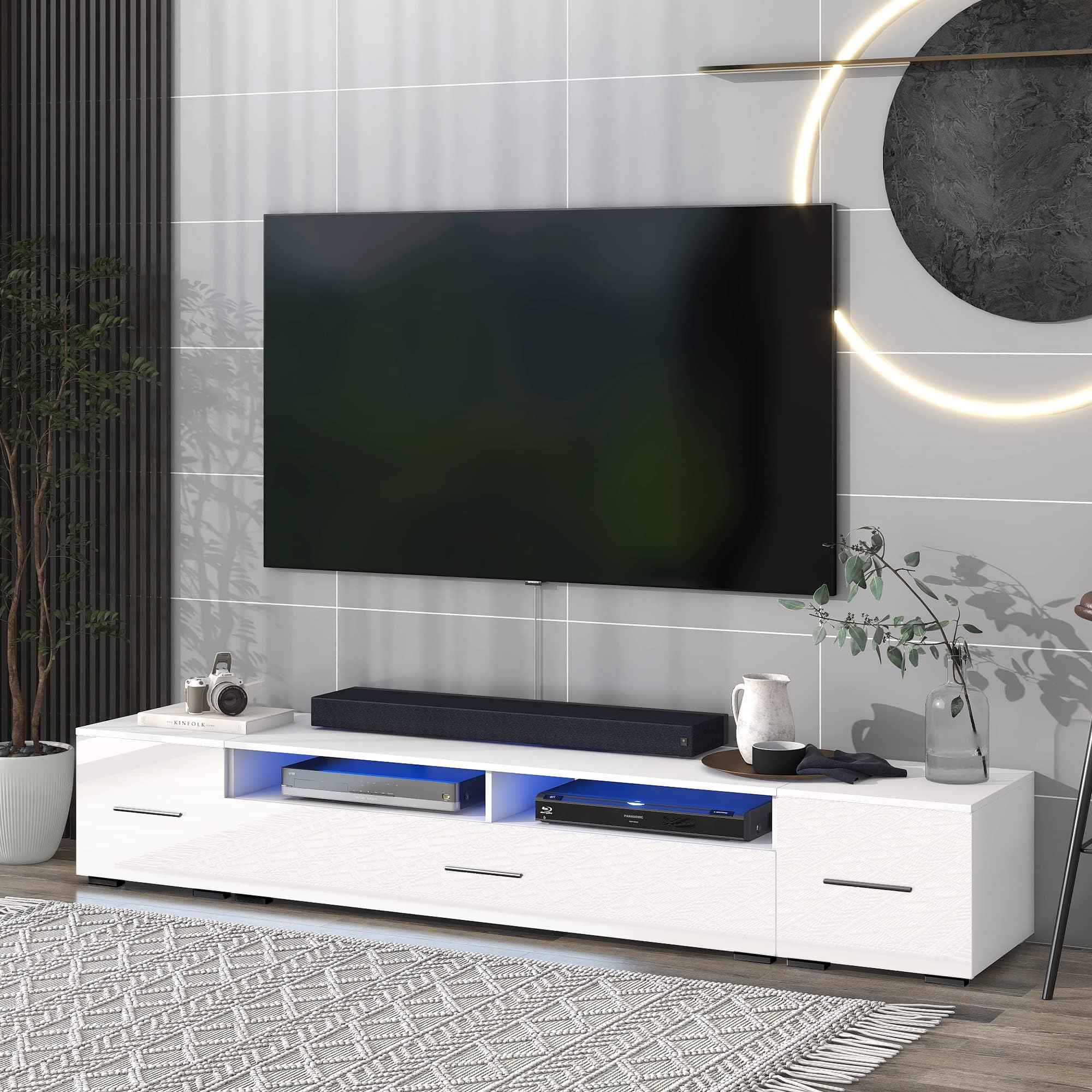 Amazon.com: BAMACAR White TV Stand For 90 Inch TV, Long Entertainment ...