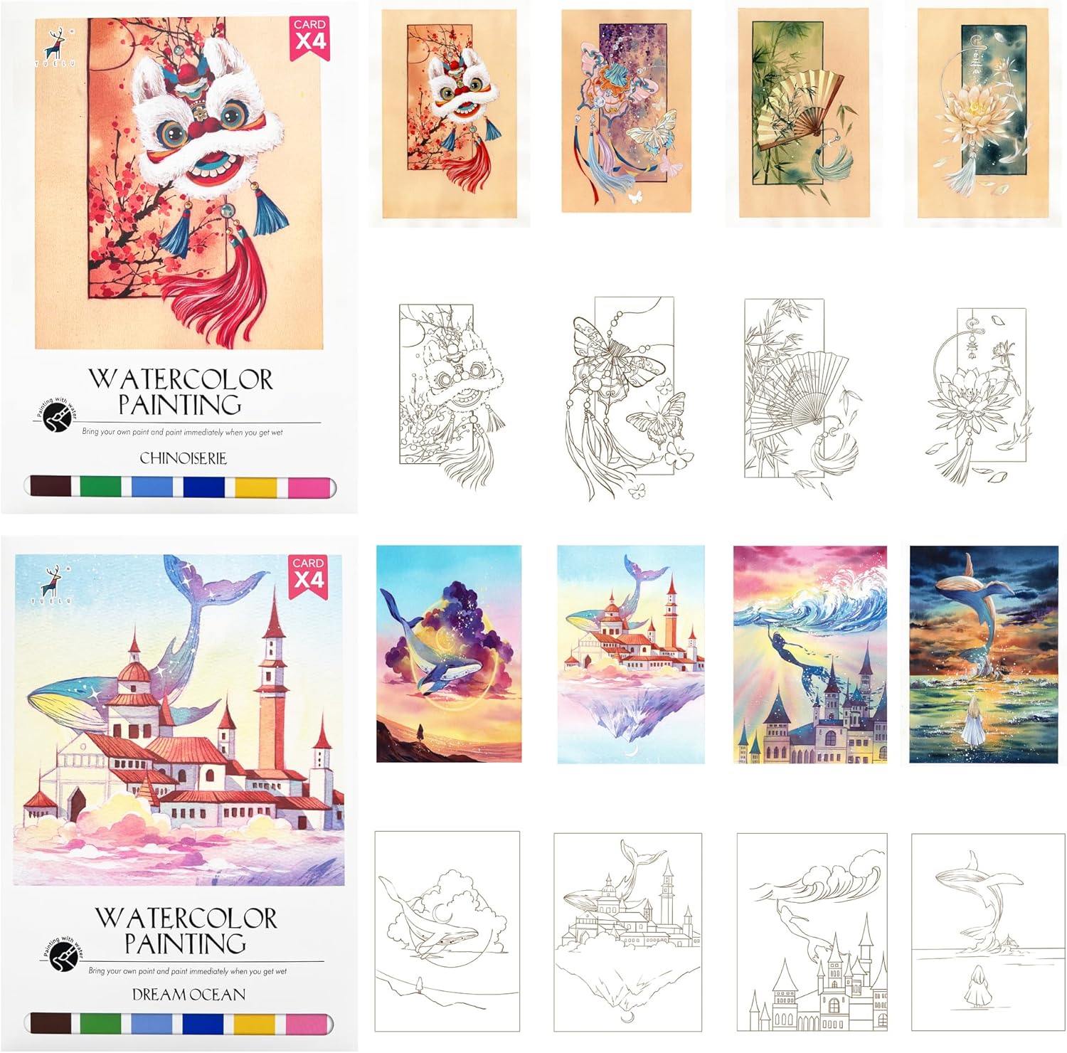 Amazon.com: Watercolor Painting Paper Set-Line Draft Water Coloring ...