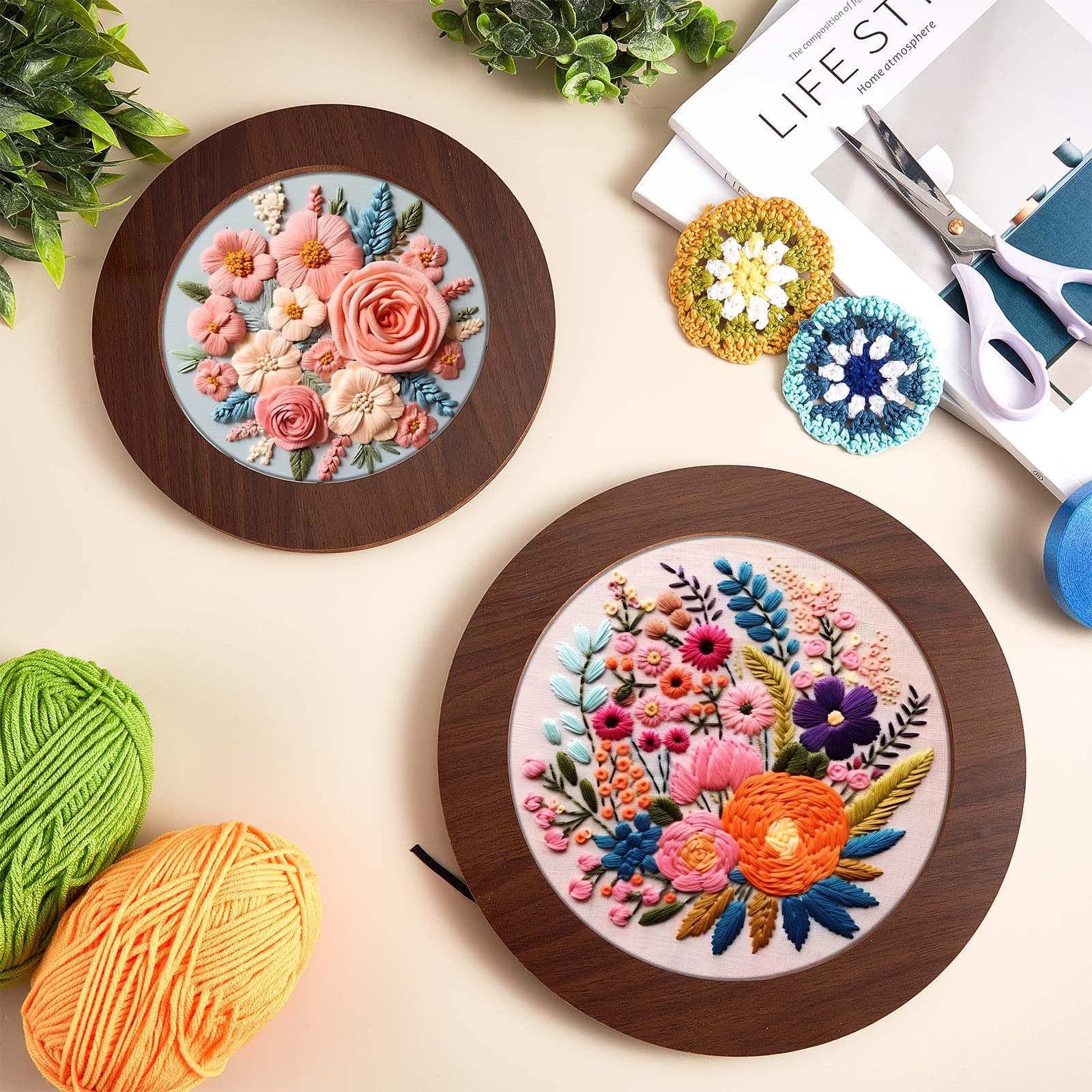 Snapklik.com : Wenqik 6 Pcs 8 Inch & 6 Inch Wood Embroidery Frame For ...