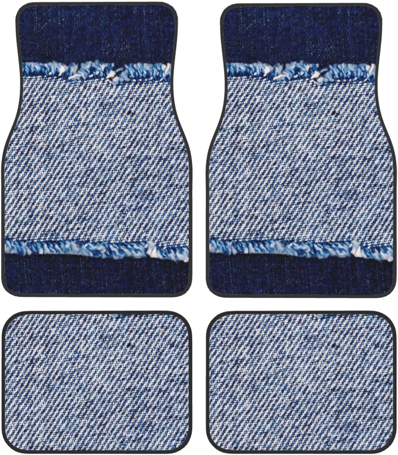 Amazon.com: Car Mats Set of 4 Denim Blue Jeans Bleached Denim Fabric ...