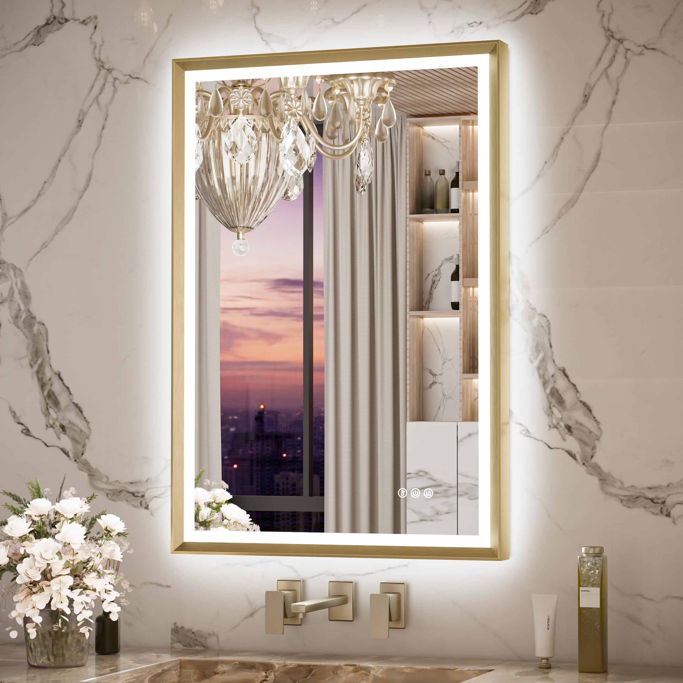 Amazon.com: FAWdecor Irregular Led Lighted Mirror for Bathroom ...