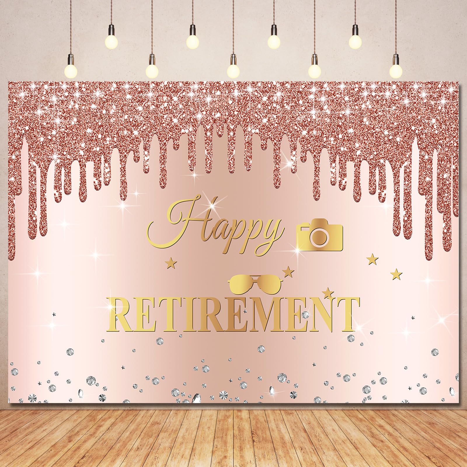 Amazon.com : Ayayiya Rose Gold Happy Retirement Backdrop Women ...