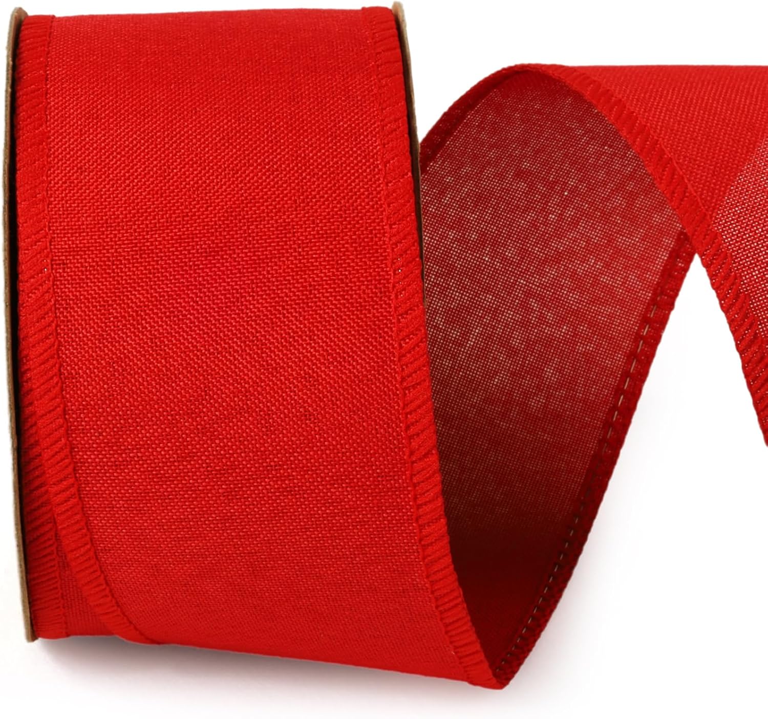 Amazon.com: LaRibbons Red Linen Wired Ribbon, 2-1/2 Inch x 12 Yard ...