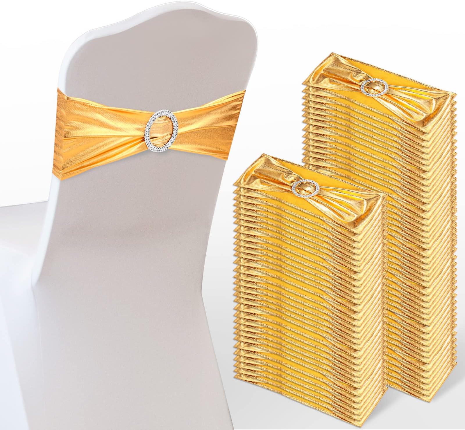 Amazon.com: Oudain 120 Pieces Spandex Chair Sashes with Buckle Stretch ...