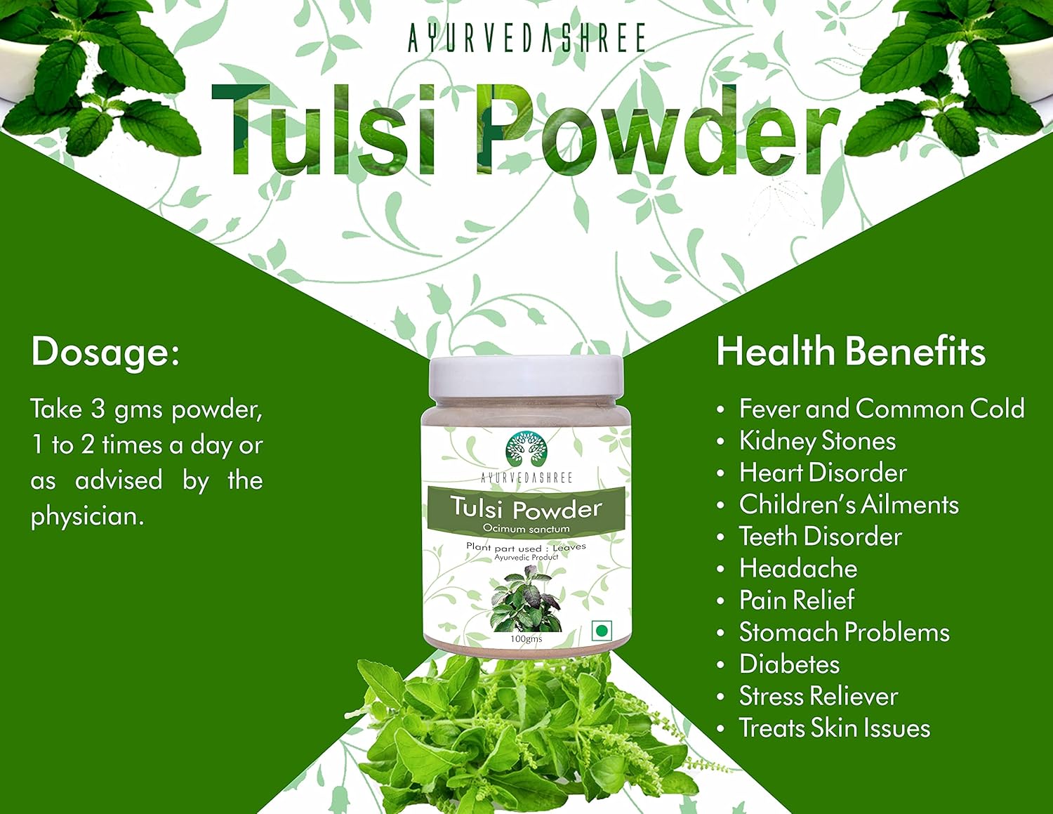 Buy AYURVEDASHREE Tulsi Powder Holy Basil Powder 100 Gm | Ocimum ...